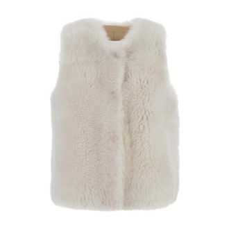 Suprema Femme, Vestes, Beige, Taille: 38 FR Gilet en peau lain&eacute;e