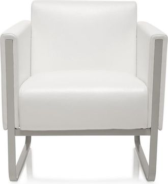 hjh OFFICE Lounge-Sofa 1-Sitzer Aruba Kunstleder Polstersofa Couch modern mit Metallgestell, 78 x 67 x 71 cm, Wei&szlig;