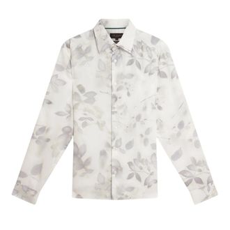 Ted Baker Kalmill Regular Fit Hemd Mit Blattschattenmuster, Wei&szlig;