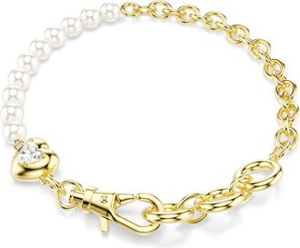 Swarovski Idyllia Armband, Kristallperle, Wei&szlig;, Goldlegierungsschicht