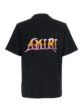 Amiri Mens T-Shirt Ma Surf Black Cotton T-Shirts And Polos