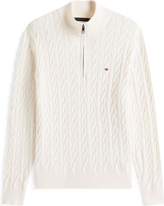 Tommy Hilfiger Troyer in Zopfstrick mit kleiner Logo-Stickerei in