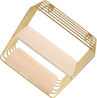 DOITOOL Wandregal aus Metall Schwebendes Aufbewahrungsregal In Gold Multifunktionales Wandmontage Regal f&uuml;r Wohnzimmer und K&uuml;che