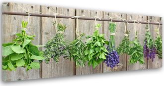 Feeby Vlies Leinwandbild Rustikal Retro Vintage 150x60 cm Wand Bild Kunstdruck Deko Wohnzimmer Wohnungs Deko Lavendel Getrocknete Kr&auml;uter Gr&uuml;n