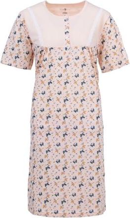 Zeitlos Chemise de nuit à manches courtes pour femme Papillon Papillon Boutons M-2XL Boutonnière Chemise de nuit, abricot, XXL