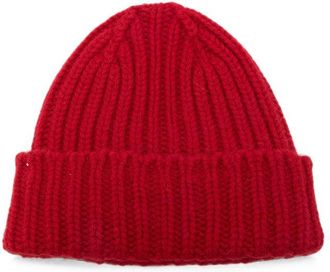 Le Bonnet LBL-029 Ribbed Knit Lambswool Beanie - Red
