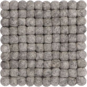 myfelt Carl Filzkugel-Topfuntersetzer, quadratisch, Schurwolle, Grau, 20 x 20 cm