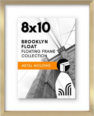 Americanflat Schwebender Bilderrahmen aus Aluminium, 20,3 x 25,4 cm, bruchfestes Glas, Verwendung als 12,7 x 17,8 cm gro&szlig;e Fotos, 20,3 x 25,4 cm, Gold