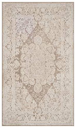 Safavieh Zeitgen&ouml;ssische Teppich f&uuml;r Wohnzimmer, Esszimmer, Schlafzimmer - Reflection Collection, Kurzer Flor, Beige und Creme, 75 x 120 cm