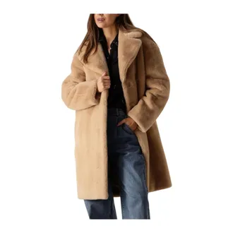 Stand Studio Stand Studio, Femme, Vestes, Beige, Taille: 42 FR Beige Faux Fur Cocoon Coat