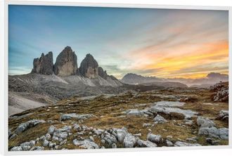 artboxONE Poster mit weißem Rahmen 75x50 cm Natur DREI Zinnen in Südtirol - Bild DREI zinnen Alto Adige Belluno