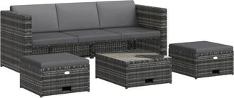 vidaXL 4-tlg. Garten-Lounge-Set mit Auflagen Poly Rattan Grau Vidaxl
