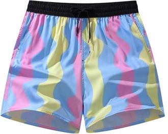 Generic Maillot de bain pour homme avec doublure en maille, short de plage et poches, jaune, XL