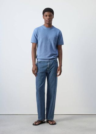 Mango T-shirt maille fine coton bleu porcelaine - Homme - XL - MANGO MAN