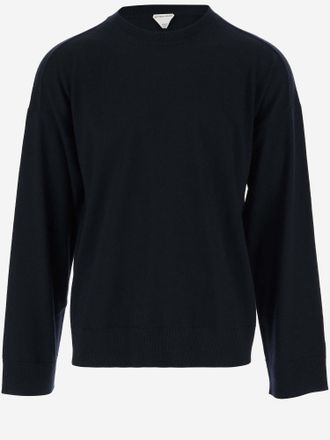 Bottega Veneta Mens Wool Pullover Navy Sweater
