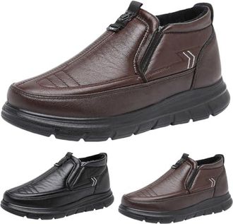 Generic Bottes de neige chaudes pour homme, décontractées, légères, doublure en fourrure, chaussures dhiver thermiques à enfiler avec soutien de la voûte plan