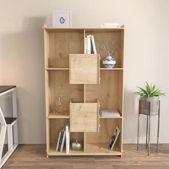 Hanah Home Stylish Oak Bookshelf, 83 cm x 138 cm x 27 cm | 100% Melamine Coated Particle Board, 8 mm Thickness | Perfect for Modern Home & Office Decor