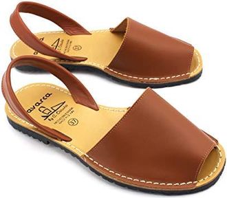 Avarcashop Avarcas Menorquinas Sandales plates en cuir pour femme Marron 35 36 37 38 39 40 41 42, marron, 39 EU