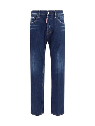 Dsquared2 Mens Straight Leg Denim Jeans Navy Blue Cotton