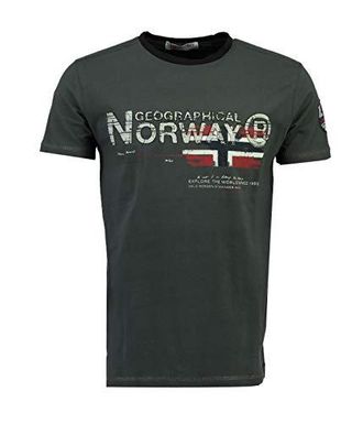 Geographical Norway JISLAND Men - Tee Shirt Coton Homme - T Shirts Classique Logo Imprim&eacute; - V&ecirc;tement Corps Manches Courtes - Col Rond Coupe R&eacute;guli&egrave;re D&eacute;contract&eacute; Gris FON
