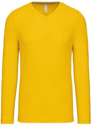 Kariban | K358 Herren V-Neck T-Shirt Langarm, Gr&ouml;&szlig;e:XXL, Farbe:Yellow