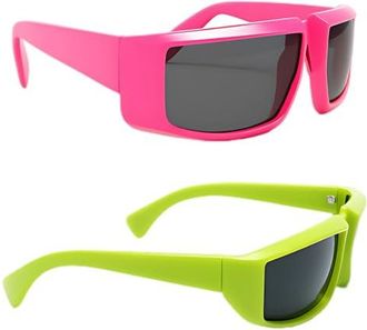 Generic Lot de 2 lunettes de soleil aux couleurs tendance, style léger, idéales pour les fêtes