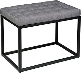 WENKO Sitzbank Amandola mit Polster, Bank mit grauem Sitzpolster und schwarzem Gestell aus rustikalem Stahl ideal für Schlafzimmer, Diele und Nischen, 59 x 