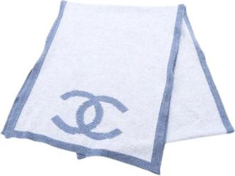 Chanel Pre-owned Foulard Coton Cachemire - Femme - Pre-owned - Bleu - Taille: ONE Size