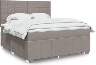 vidaXL Boxspringbett mit Matratze Taupe 180x200 cm Stoff Vidaxl