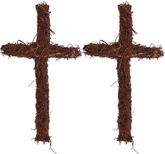 Angoily 2 St&uuml;ck Rattankreuz Wanddekoration Handgefertigtes Kleines Kreuz aus Rattan Spirituelle H&auml;nge Deko f&uuml;r Zuhause und B&uuml;ro Religi&ouml;se Festtagsornamente