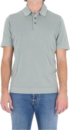 Drumohr Homme, Tops, Vert, Taille: L Polo en coton finement tricot&eacute;