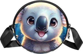 Generic Koala Petit sac &agrave; bandouli&egrave;re circulaire pour femme, sac &agrave; bandouli&egrave;re r&eacute;glable avec fermeture &eacute;clair, sac &agrave; main rond d&eacute;contract&eacute; pour femmes et fill
