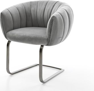 DELIFE Freischwinger Jada-Flex Samt Grau Freischwinger flach Graphit Taschenfederkern, Esszimmerst&uuml;hle