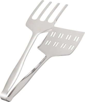 Hemoton Hohler Fischspatel Edelstahl Pfannenwender Und Zange 27Cm K&uuml;chenhelfer Zum Braten Und Servieren Mit &Ouml;labsiebung Und Aufh&auml;ngung