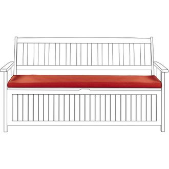 Beliani Coussin de Jardin Plat pour Banc 148 x 45 cm en Polyester Rouge avec Attaches Sovana