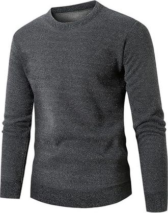 Generic Pull pour Homme Hommes Col Rond Roulé Manches Longues Molleton Haut Décontracté Tricot Couleur Unie Chic Et Tendance Pulls Lâche Léger Doux Coupe Ajus