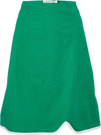 Marni jupe en coton &agrave; coupe mi-longue - Vert