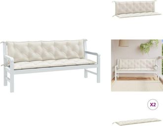 vidaXL Gartenbank-Auflagen 2 Stk. Melange Creme 180x50x7 cm Stoff - Sitzkissen - Gartenbankkissen - Outdoorkissen - Polsterset - Balkondekoration