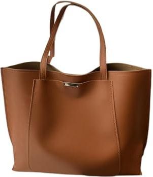 Generic Sac &agrave; bandouli&egrave;re r&eacute;tro tendance de grande capacit&eacute;, sac de banlieue de couleur unie, sacs fourre-tout en cuir PU, sac &agrave; main d&eacute;contract&eacute; pour femmes,