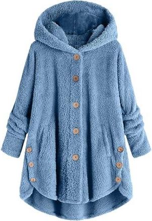 Generic Veste polaire chaude et pelucheuse pour femme - Grande taille - Manteau en polaire confortable &agrave; boutons - Haut Sherpa tendance 2025 - Cadeau de No&euml;l,