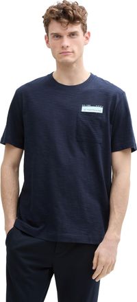 Tom Tailor Basic Langarmshirt mit Henley-Kragen, Sky Captain Blue Stripy Inject, XXXL