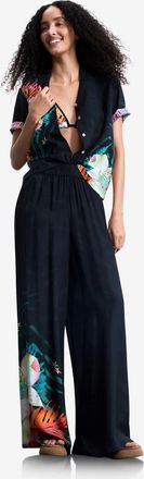 Desigual Tropical - Flie&szlig;ende Hose in Schwarz