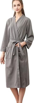 Generic Peignoir gaufr&eacute; extra long pour femme - Robe de chambre l&eacute;g&egrave;re pour femme grande taille - V&ecirc;tement dint&eacute;rieur en peluche - Robe de nuit dhiver - Peign