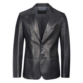 Dolce & Gabbana Lederjacke - - Jackets - Herren - Schwarzk - S