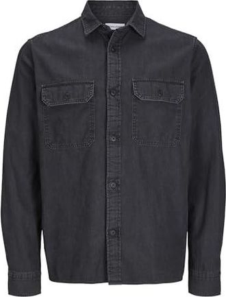Jack & Jones Jjetravis Ls Noos T-Shirt Chemise à Manches Longues, Jean Noir, XXL Hommes