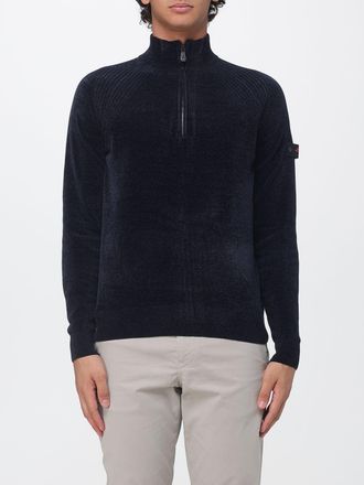 Peuterey Rollkragenpullover aus Chenille-Samt mit halbem Rei&szlig;verschluss und &uuml;berschnittenen Schultern