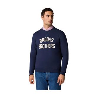 Brooks Brothers Homme, Sweatshirts et sweats &agrave; capuche, Bleu, Taille: 2XL SweaT-shirt ras du cou en molleton avec logo brod&eacute; Terry