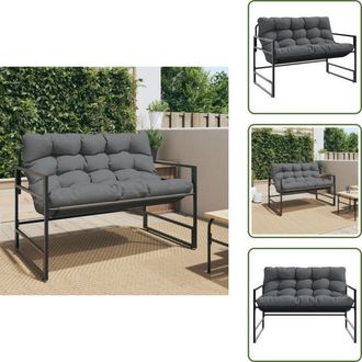 vidaXL The Living Store Gartenbank mit Kissen Anthrazit 113 cm Stahl - Gartenbank - Au&szlig;enbank - Balkonm&ouml;bel - Esszimmergarnitur - Metallgestell