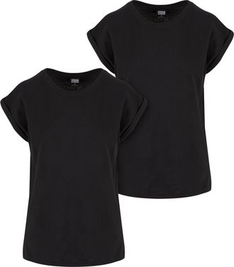 Urban Classics Damen T-Shirt Ladies Extended Shoulder Tee 2-Pack TB771A, Schwarz,S