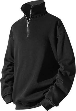 Generic Sweat-shirt &agrave; demi-fermeture &eacute;clair pour homme en coton, pull pour homme, t-shirt &agrave; manches longues hiver d&eacute;contract&eacute; pull en tricot pour homme sweat-